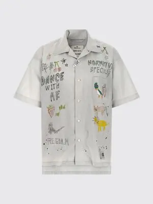 Mihara Yasuhiro Graphic Print Cotton-blend Bowling Shirt With Cuban Collar