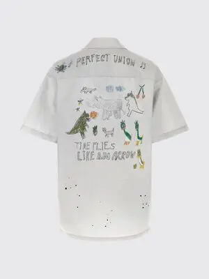 Mihara Yasuhiro Graphic Print Cotton-blend Bowling Shirt With Cuban Collar