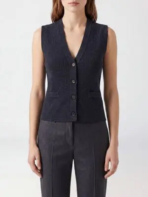 Brunello Cucinelli Slim Fit V-neck Knitted Waistcoat In Cashmere Blend With Lurex