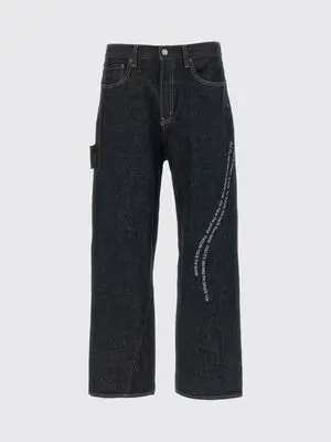 Undercover Straight Fit Stretch Denim Jeans With Slogan Print And Mid-rise Waist