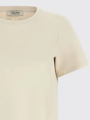 Max Mara Cotton Blend T-shirt With Embroidered Logo - Beige
