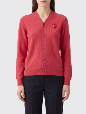 Play Comme Des Garcon V-neck Wool Cardigan With Heart Logo Patch