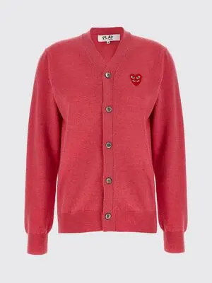 Play Comme Des Garcon V-neck Wool Cardigan With Heart Logo Patch