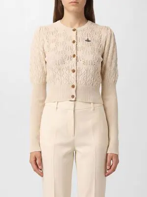 VIVIENNE WESTWOOD Slim Fit Cotton Cardigan With Embroidered Orb Logo And Ruched Shoulders