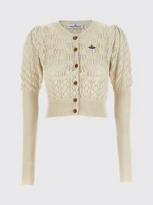 VIVIENNE WESTWOOD Slim Fit Cotton Cardigan With Embroidered Orb Logo And Ruched Shoulders