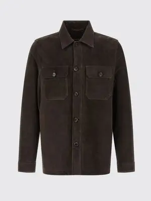 MOORER Suede Lambskin Leather Shirt Jacket With Patch Pockets