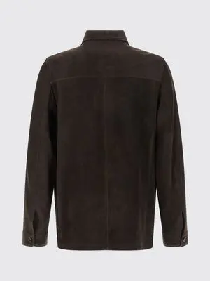 MOORER Suede Lambskin Leather Shirt Jacket With Patch Pockets