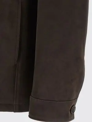 MOORER Suede Lambskin Leather Shirt Jacket With Patch Pockets