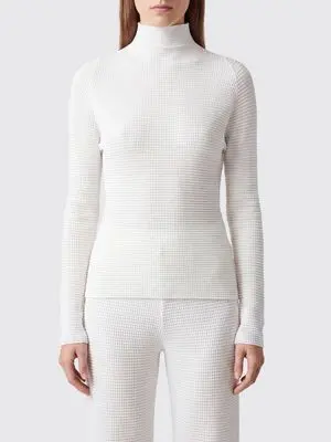 Issey Miyake Pleated Long Sleeve Slim Fit Polo Neck Top - White