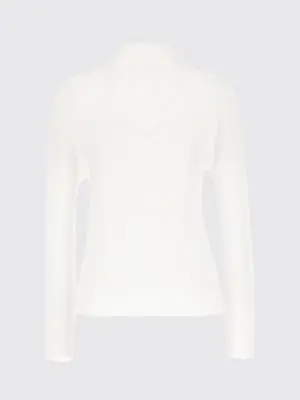 Issey Miyake Pleated Long Sleeve Slim Fit Polo Neck Top - White