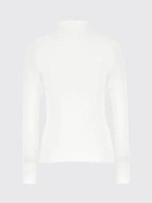 Issey Miyake Pleated Long Sleeve Slim Fit Polo Neck Top - White