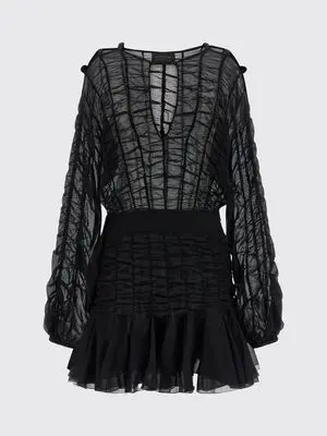 GIOVANNI BEDIN Ruched Cotton Sheath Mini Dress With Balloon Sleeves