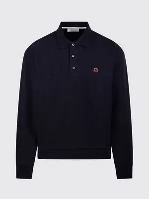 DUNST Long-sleeved Cotton-blend Polo With Embroidered Logo
