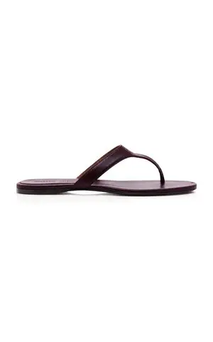Khaite Archer Glazed Calfskin Thong Sandals - Burgundy