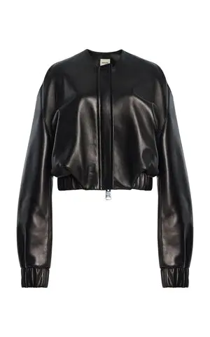 Khaite Cordan Plonge Leather Bomber Jacket - Black