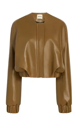 Khaite Khaite Cordan Plonge Leather Bomber Jacket Olive