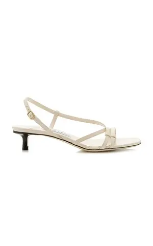 JIMMY CHOO Farris Leather Strappy Low Heel Sandals - White