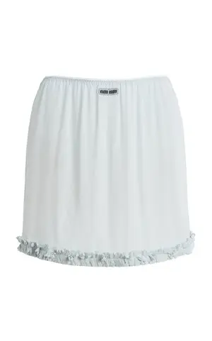 Miu Miu Ruffled Silk-crepe Midi Skirt - Blue