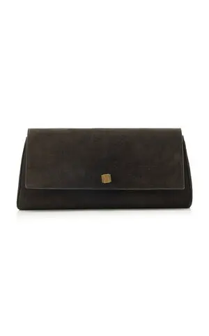 Khaite Audrey Suede Clutch - Brown