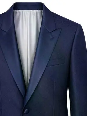 PAOLONI Jacquard-woven Peak-lapel Suit - Blue
