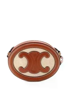 Celine Triomphe Canvas And Leather Crossbody Bag - Brown