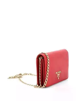 Prada Saffiano Leather Chain Wallet Crossbody Bag