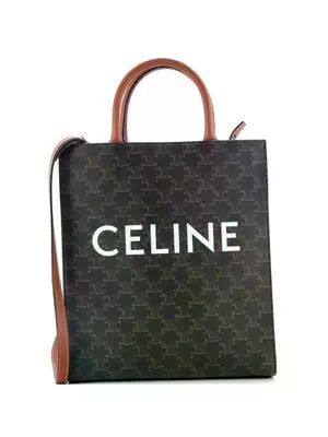 Celine Vertical Cabas Triomphe Coated Canvas Small Tote Bag - Brown
