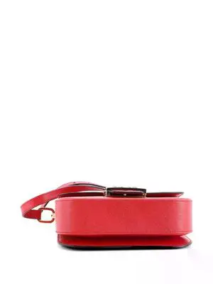Prada Saffiano Leather Embleme Flap Shoulder Bag - Red