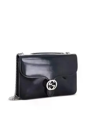 Gucci Interlocking Patent Medium Shoulder Bag - Black