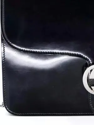 Gucci Interlocking Patent Medium Shoulder Bag - Black