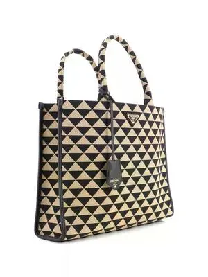Prada Symbole Shopper Jacquard Large Tote Bag - Black