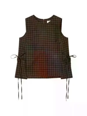 STUDIO TOMBOY Check-pattern Sleeveless Blouse - Brown