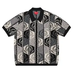 Supreme Abstract Textured Zip Up Polo