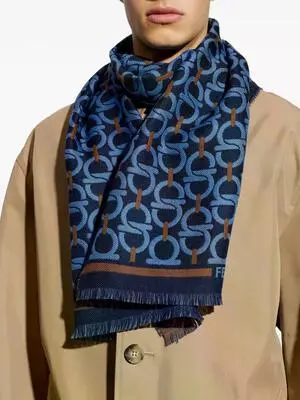 FERRAGAMO Gancini-jacquard Fringed Scarf