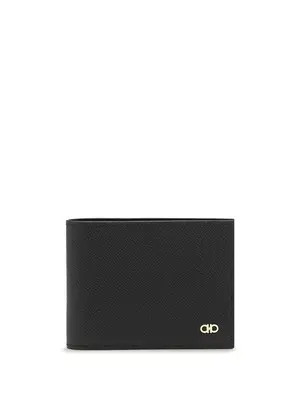 FERRAGAMO Micro Gancio Grained Leather Bi-fold Wallet - Black