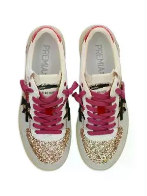 Premiata Bskt Clayd 8166 Glitter Detail Panelled Sneakers - Gold