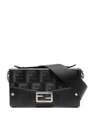 Fendi Zucca Trunk Baguette Shoulder Bag - Black