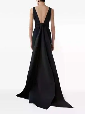 Carolina Herrera Silk Faille Column Gown With Detachable Bow Train