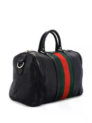 Gucci Vintage Web Boston Bag Leather Medium Satchel