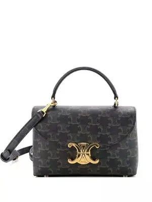 Celine Nino Top Handle Bag Triomphe Coated Canvas Teen Satchel - Brown