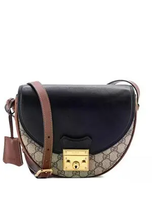 Gucci Padlock Saddle Shoulder Bag In Gg Coated Canvas And Leather - Black