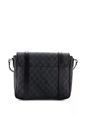 Gucci Gg Coated Canvas Leather Messenger Bag - Black