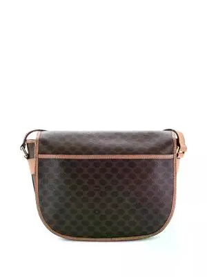 Celine Vintage Macadam Coated Canvas Saddle Flap Shoulder Bag