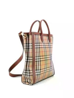 Burberry Convertible Vintage Check Coated Canvas Tote Bag