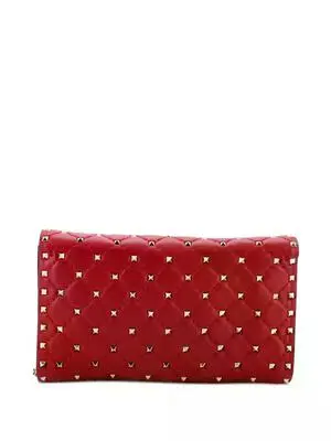 Valentino Garavani Rockstud Spike Wallet On Chain Quilted Leather Small Crossbody Bag - Red