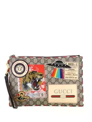 Gucci Courrier Pouch Gg Coated Canvas Clutch Bag - Brown