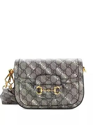 Gucci X Balenciaga The Hacker Project 1955 Horsebit Gg Coated Canvas Small Shoulder Bag - Brown