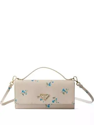 Prada Printed Saffiano-leather Wallet With Shoulder Strap