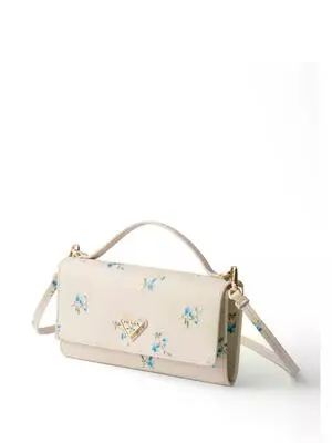 Prada Printed Saffiano-leather Wallet With Shoulder Strap