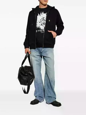 Givenchy Floral-print Logo-print T-shirt - Black